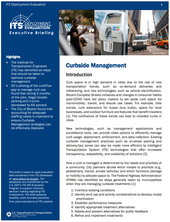 Curbside Management | ITS Deployment Evaluation